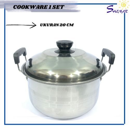 panci sup stainless steel set serbaguna dengan tutup ukuran 17cm-23cm ...