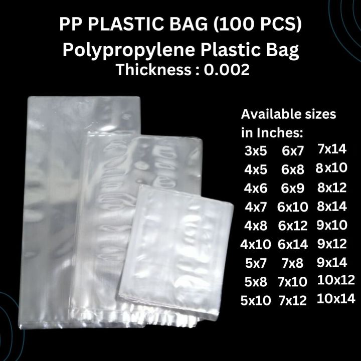 Clear PP PLASTIC BAG 100 PCS 0.002 Thickness Polypropylene Storage Bags 100 Pcs Plastic Bags Various Sizes Plastic Bags Lazada Lazada PH