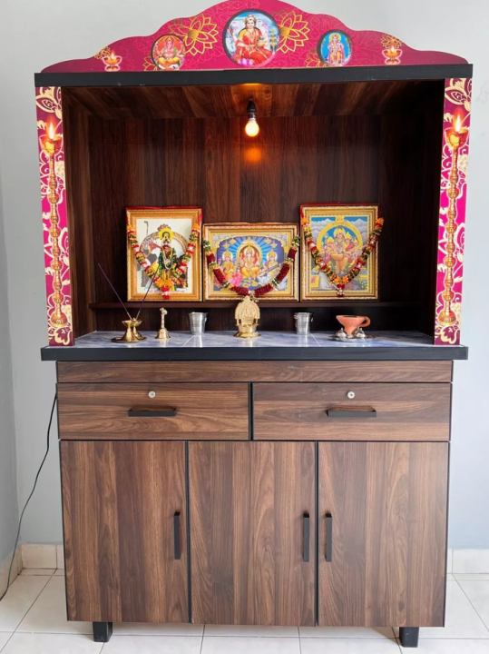 Ready-Fixed Sri Seetharaman Indian Altar Prayers Cabinet / Hindu Prayer ...