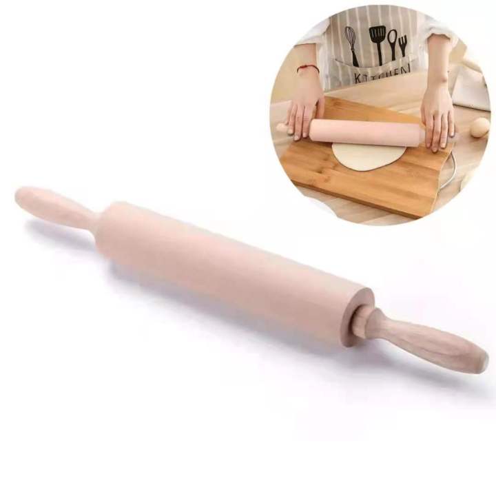 Wooden Rolling Pin with Handles- Classic Kitchen Tool Best for Baking ...