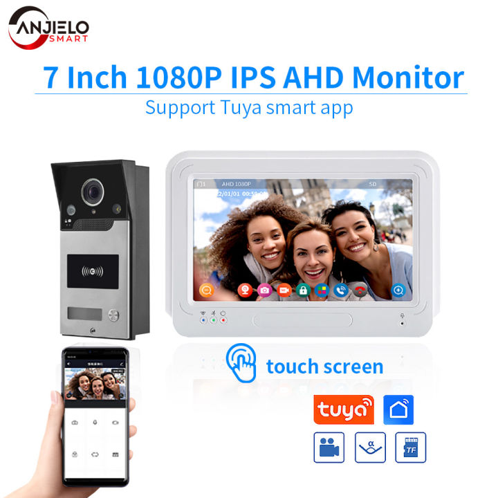 4 wire 7 inch Apartment Building Video Intercom Video Doorbell Camera ...