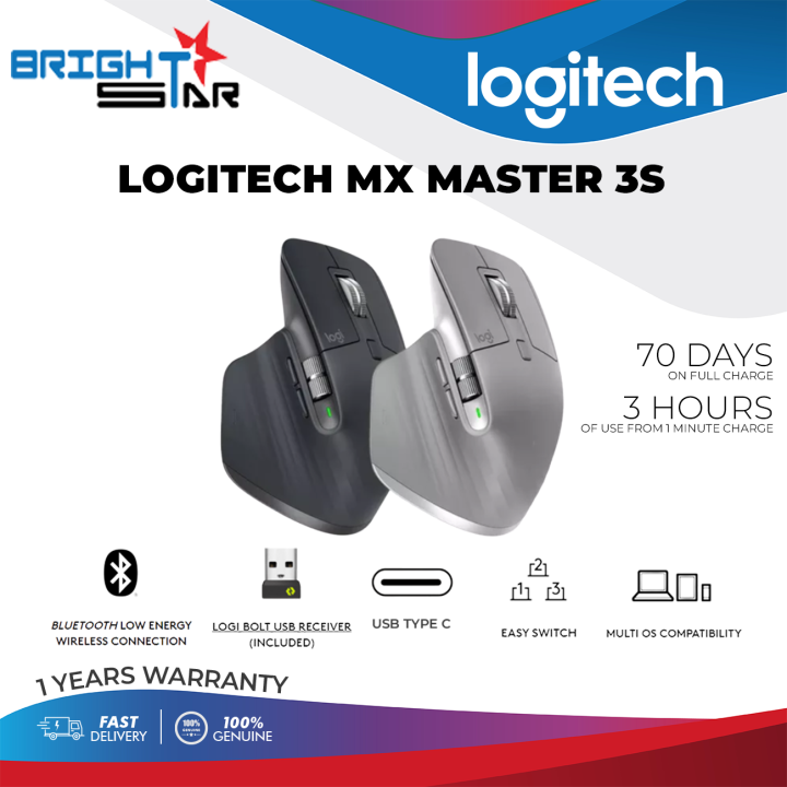 Logitech MX Master 3S Performance Wireless Mouse - Graphite/Pale Gray | Lazada