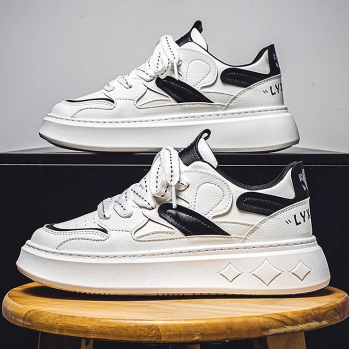 💖LH Shoes💖รองเท้าผู้ชาย รองเท้าสีขาว อินเทรนด์ สไตล์เพิ่มความสูง ...