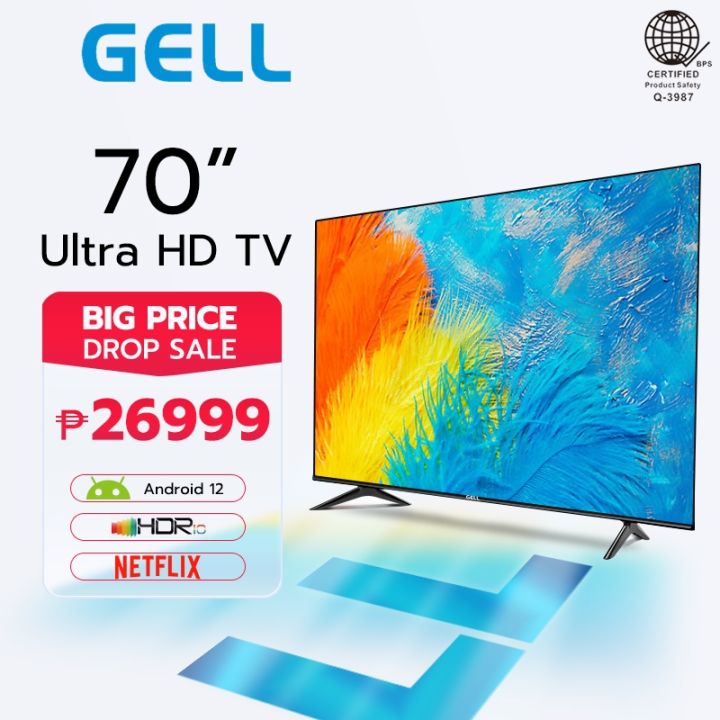 GELL 70 Inch Smart LED TV Android 12 Flat Screen Smart TV | Lazada PH
