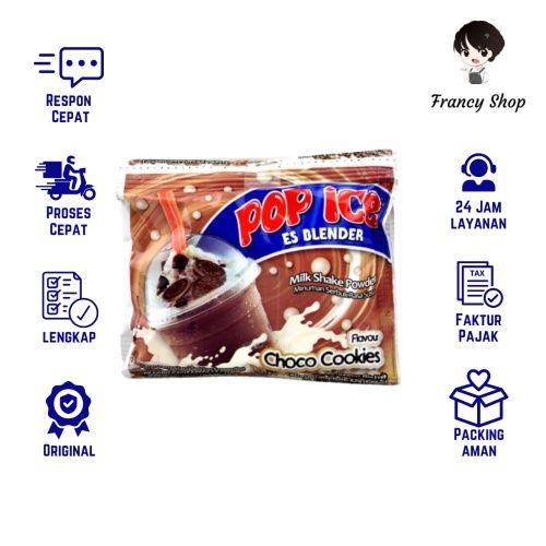 Pop Ice Rasa Choco Biskuit Minuman Es Blender Eceran 1 Sachet 25 gr ...
