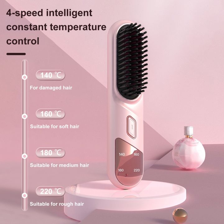fenquezisq Portable Heated Hair Comb Usb Rechargeable Cordless Hair ...