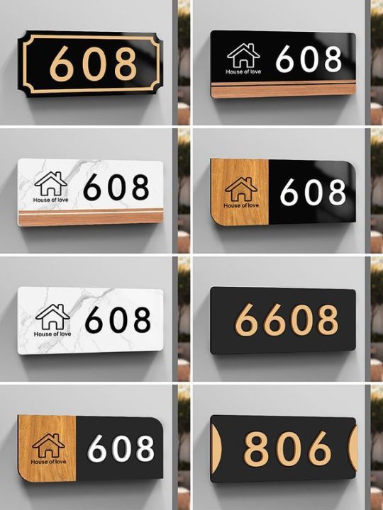 READY STOCK 24X10CM Customized Acrylic House Number Plate Home Digital ...