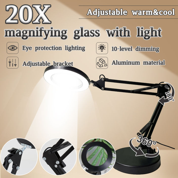 【Immediate shipment】Foldable Professional 20X Magnifying Glass with LED ...