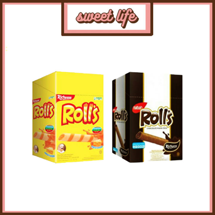 NABATI ROLLS WAFER STICK CHEESE & RICHOCO (BIG ROLLS / RICHEESE / CHOCOLATE / PACK / BAG / 115G ...