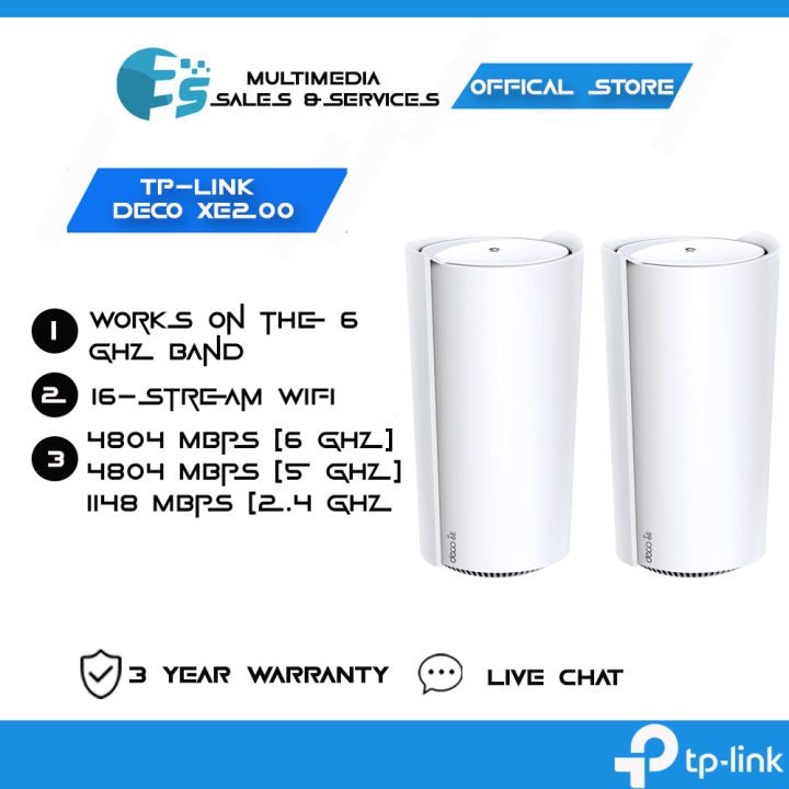 Tp-Link Deco XE200 ( 2-PACK) AXE11000 Whole Home Mesh Wi-Fi 6E System ...