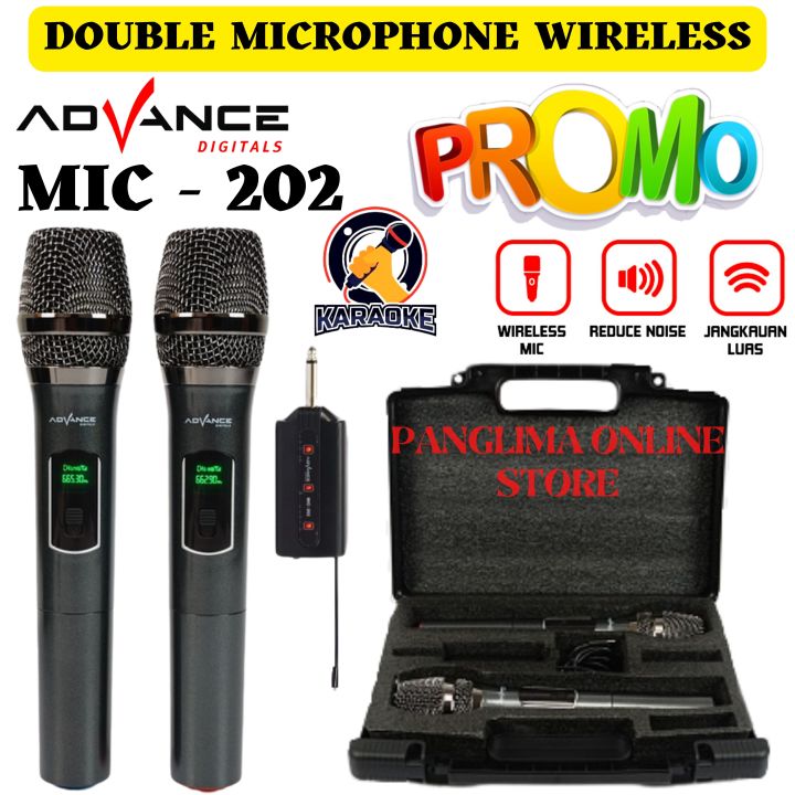 Advance MIC-202 Profesional 2 Mic Wireless Microphone Karoke Mic Duet ...