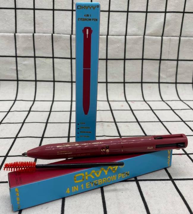 OKAYA EYEBROW PENCIL 4 IN 1 EYEBROW PEN 4 SHADES 100% ORIGINAL | Lazada