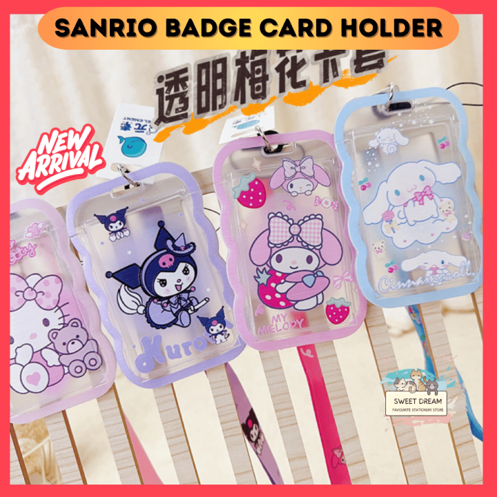 Sanrio Cute Badge Card Holder with Lanyard Pouch Card Case Neck Durable ...