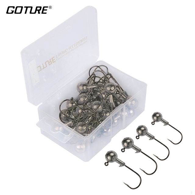 Goture Round Lead Jig Carbon Steel Fishing Hooks 1-20g Fishing Hook Jig Hook Fishing Accessories ...