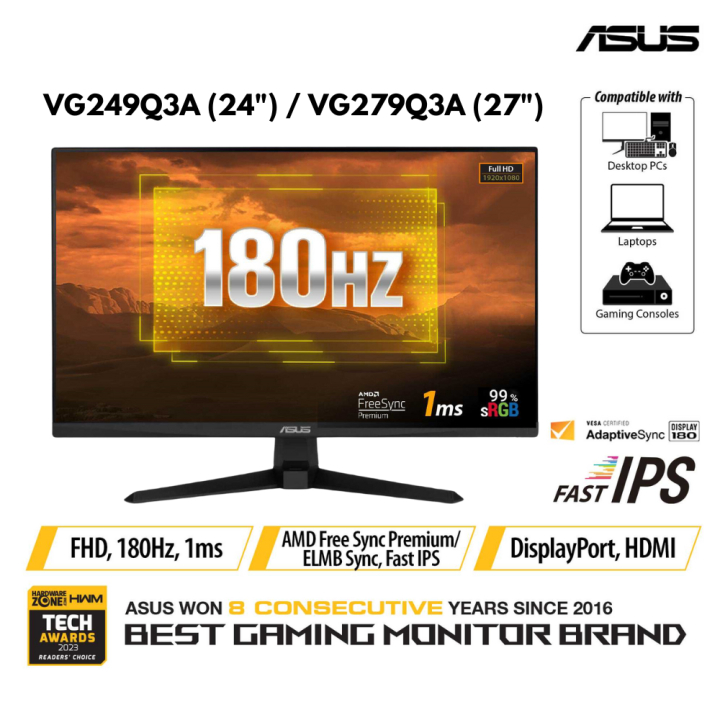 ASUS TUF Gaming VG249Q3A VG279Q3A Gaming Monitor – 24" / 27", Full HD ...