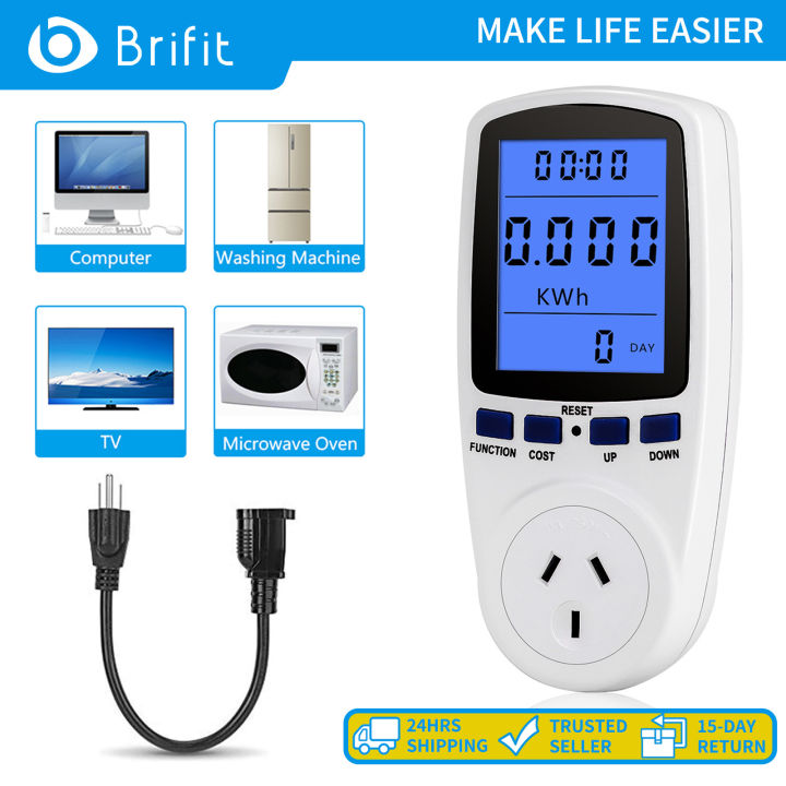 Brifit Electricity Usage Monitor Plug Power Meter Energy Watt Voltage ...