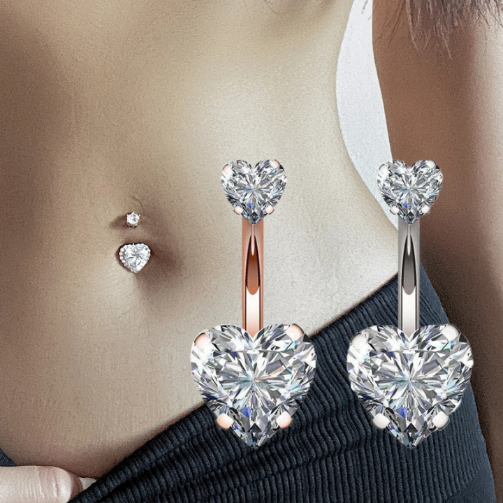 Lovely girls house♡】Navel Belly Piercing Steel Belly Button Rings ...