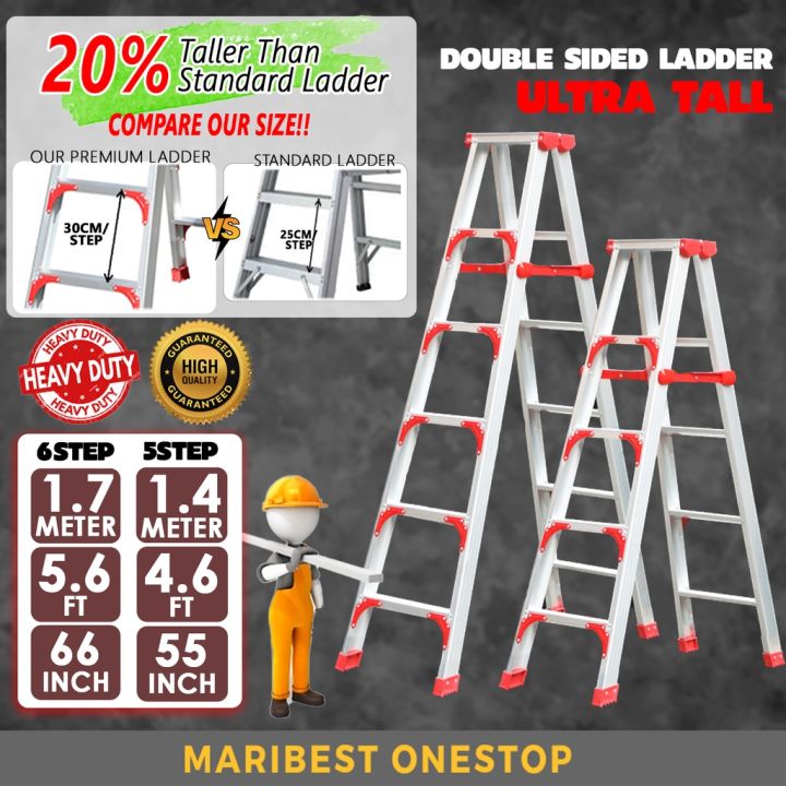 5 / 6 Step Ladderman Extra Tall Aluminium Double Sided Ladder Multi ...