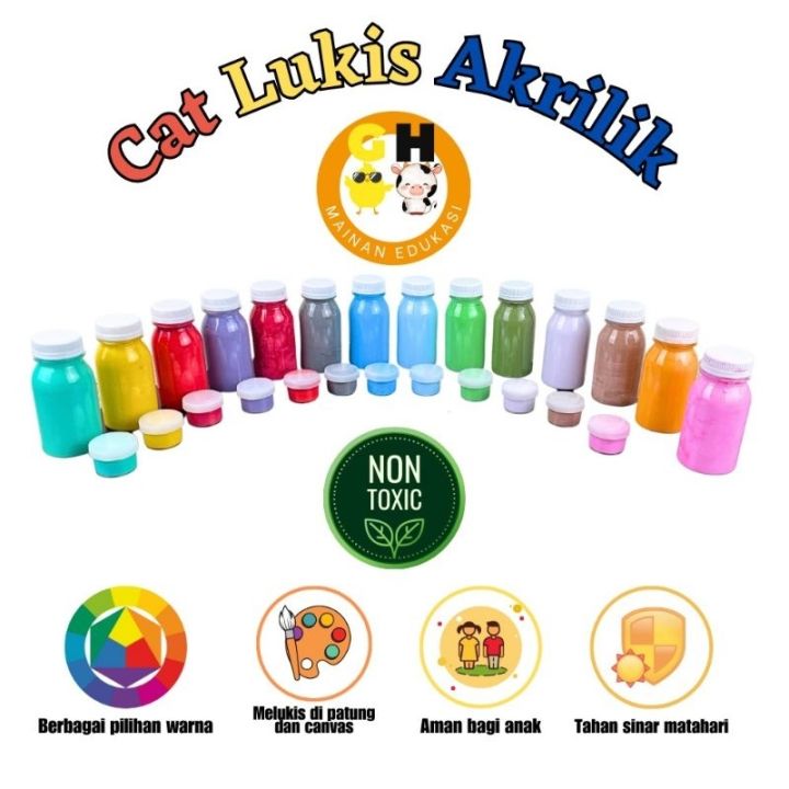 Cat Lukis Anak Akrilik Non Toxic Mudah di Cuci Kanvas Melukis Patung ...