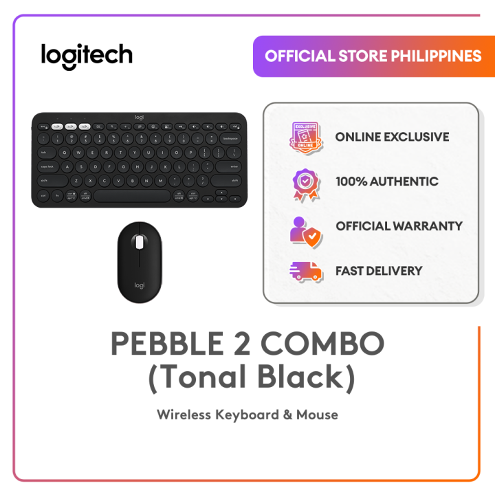 Logitech Pebble 2 Slim Multi Device Bluetooth Wireless Keyboard And Mouse Combo Tonal Graphite