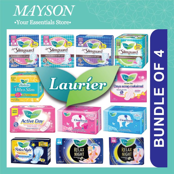 [Bundle of 4] Laurier Sanitary Pads (Super Slimguard/ Relax Night ...