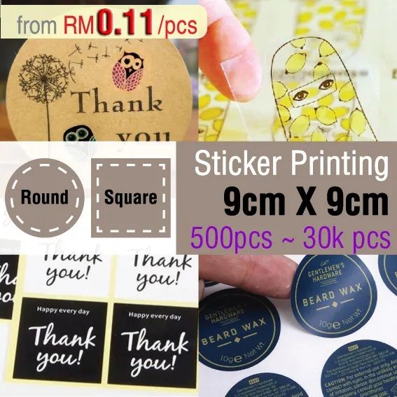 [PRE-ORDER] 9cm Round / Square Label Sticker Bulat Printing MirrorKote ...