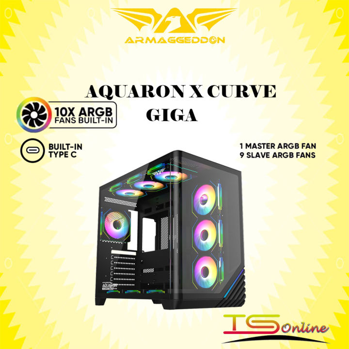 Armaggeddon Aquaron X-Curve Giga ATX Gaming PC Case (Pre-installed 10 ...