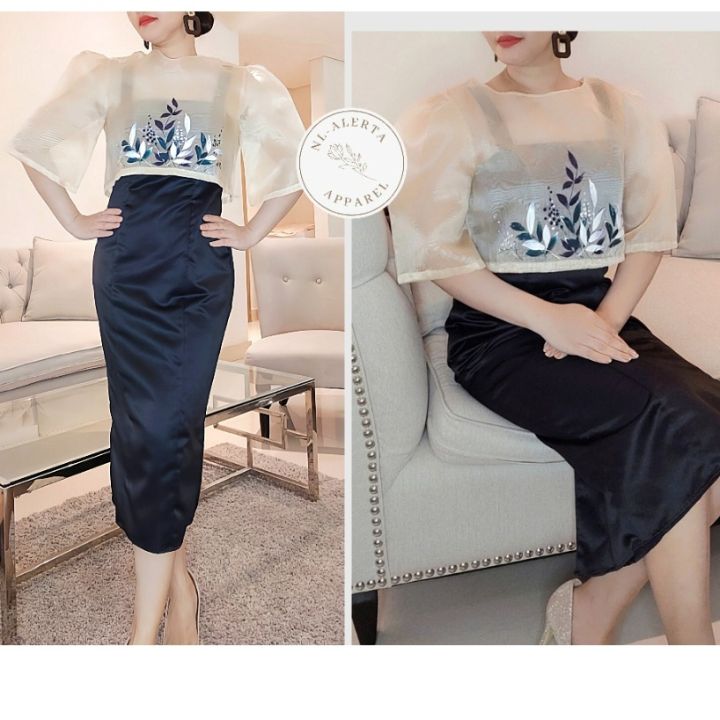 MODERN FILIPINIANA 2IN1 BOLERO AND HAND PAINTED BARONG DRESS FOR WOMEN ...