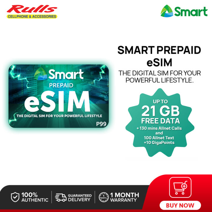 Smart Prepaid eSIM | + 21GB Free Data | +130 mins Allnet Calls and 100 Allnet Texts | +10 ...