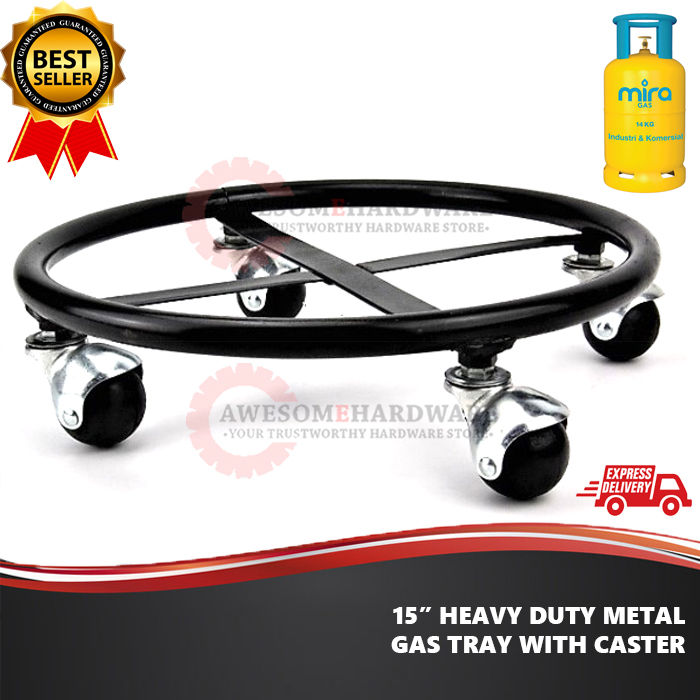 HEAVY DUTY METAL IRON GAS TRAY WITH WHEEL CASTER TROLLEY GAS RODA | Lazada