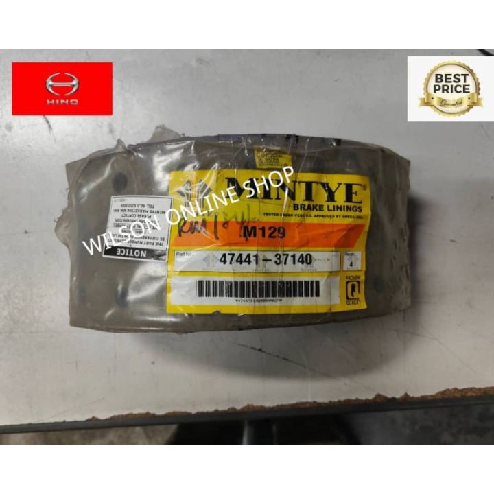 Mintye Malaysia Hino Dutro 7Ton WU710 WU720 Rear Brake Lining 47441-37140 | Lazada