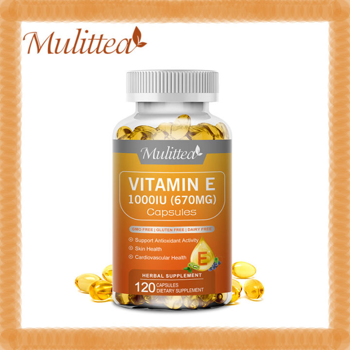 Mulittea Vitamin E 1000 IU Antioxidant Supplements for Skin, Face ...