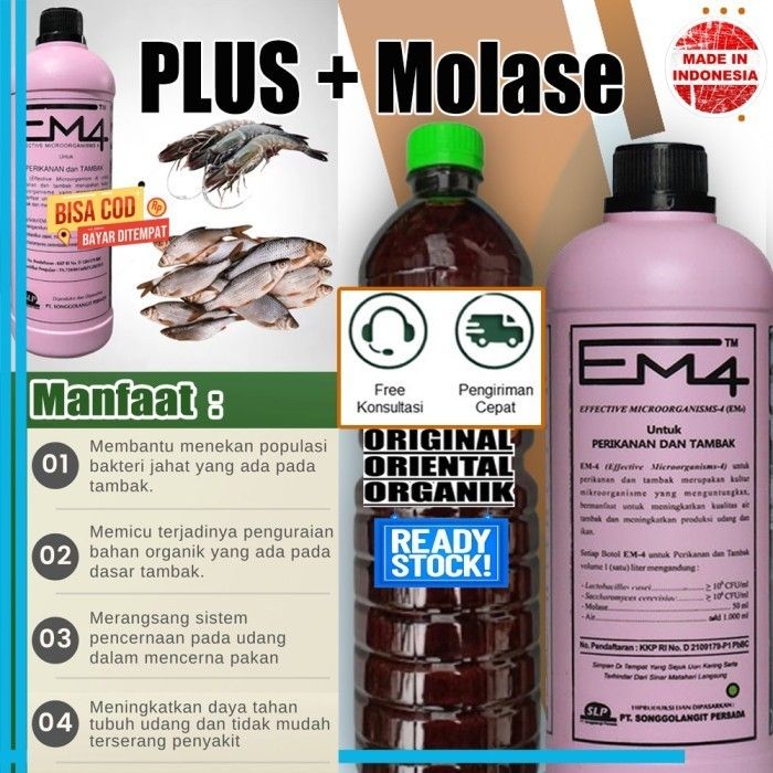EM4 Perikanan Pink Plus Molase Kalsium 1 Liter Nutrisi Vitamin ...