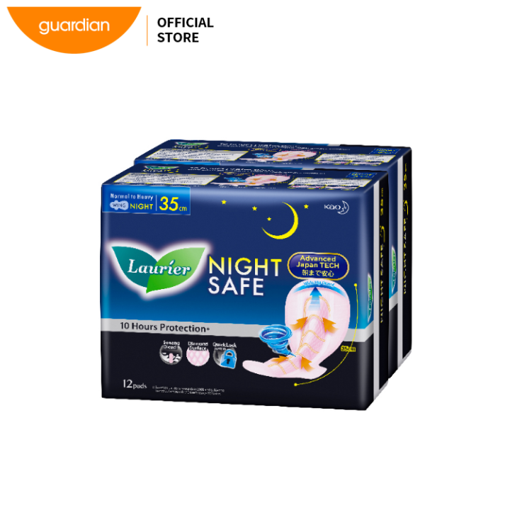Laurier Night Safe Wings 35cm 12s x2 | Lazada