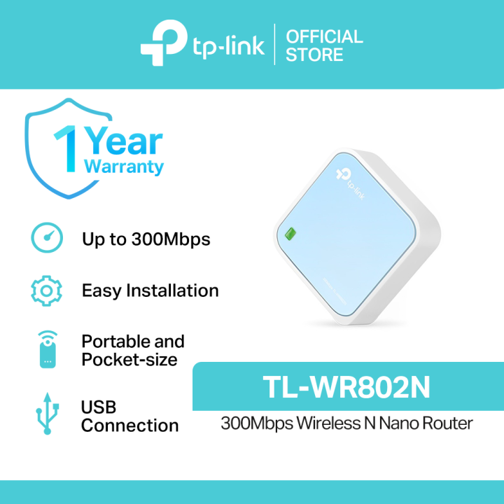TP-Link TL-WR802N 300Mbps Wireless N Nano Router Travel Portable WiFi ...