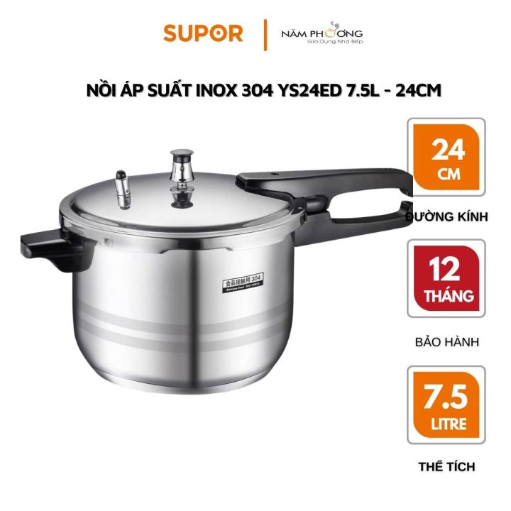 Nồi áp suất bếp từ Supor 24cm-7.5L inox 304 Quick YS24ED (Bạc) | Lazada.vn