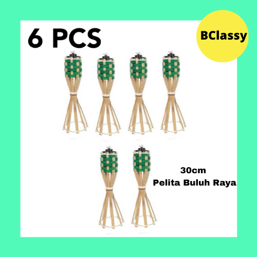 30CM Pelita Buluh Raya Table Stand Pelita Bamboo with color Pelita Lamp ...