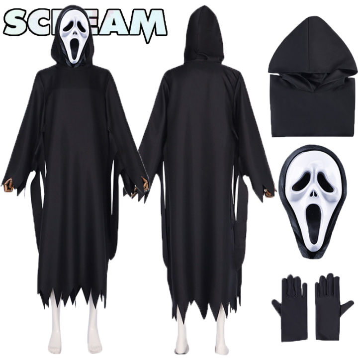 Adult Kids Movie Scream Billy Loomis Cosplay Costume Ghost death Black ...