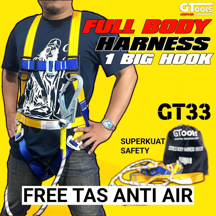 DISKON GTOOLS full body harness absorber 1 singgle big hook besar satu sabuk safety proyek GT33 ...