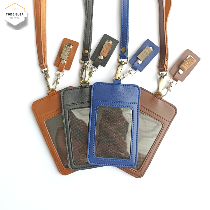 Id Card Holder Kulit Name Tag Kulit Jepitan Saku Terbaru | Lazada Indonesia