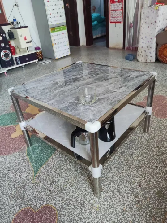 Stainless steel table square table tile small desktop frame household ...