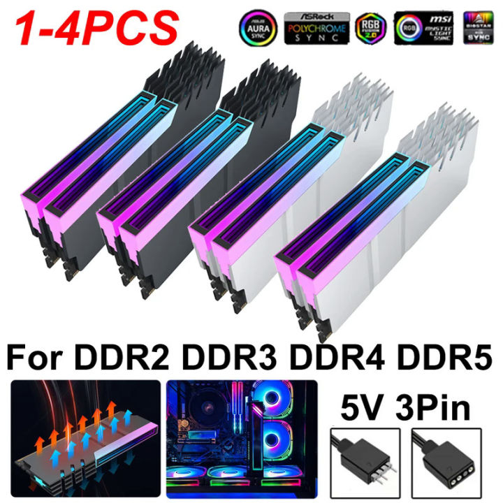 4-1PCS RAM Heatsink Radiator 5V 3PIN ARGB PC Memory Cooling Vest Heat Sink Cooler for DDR2 DDR3 ...