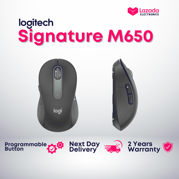 Logitech Signature M650 Wireless Mouse - Quiet Comfort, Long Battery, Smart Scroll, Multi-Colour ...