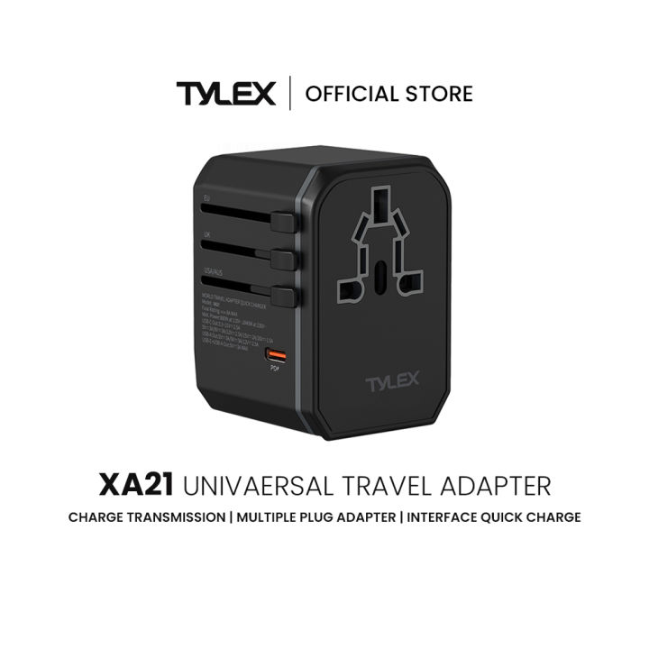 Tylex XA21 Universal Travel Adapter International Wall Socket 30W PD ...