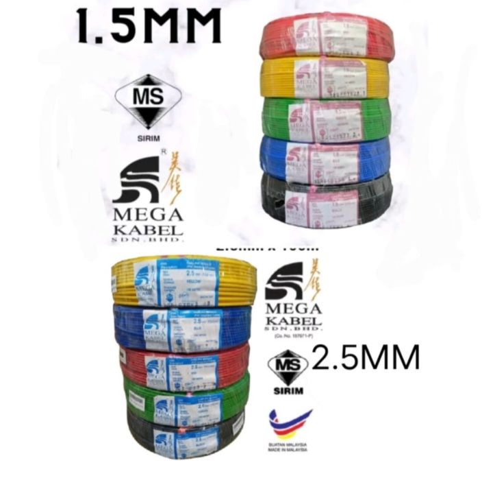 Mega Kabel 1.5mm 2.5mm PVC Insulated Cable (SIRIM Certified) Ready ...