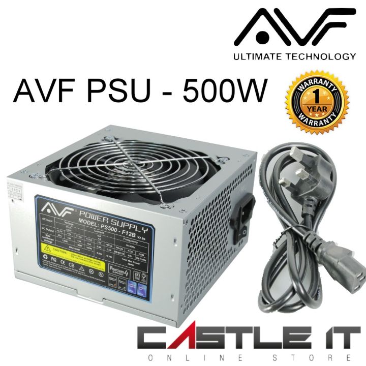 AVF 500W POWER SUPPLY ATX With 12CM Fan Power Supply 500WATT PS500-F12B ...
