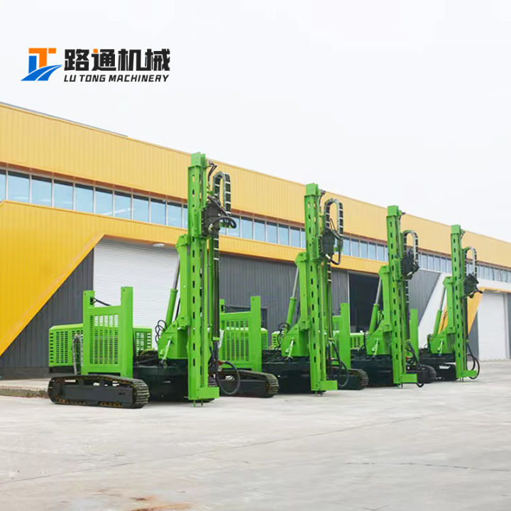 Crawler photovoltaic pile driver spiral pile drilling telescopic ...