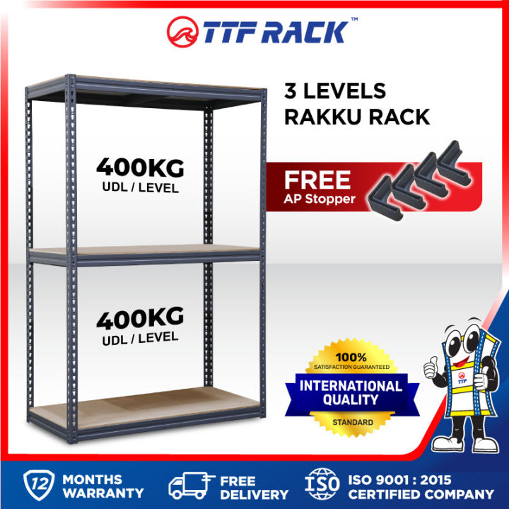 TTF Rack™ Rakku Rack 3 Levels H152-183cm Rak Boltless Rack Heavy Duty ...