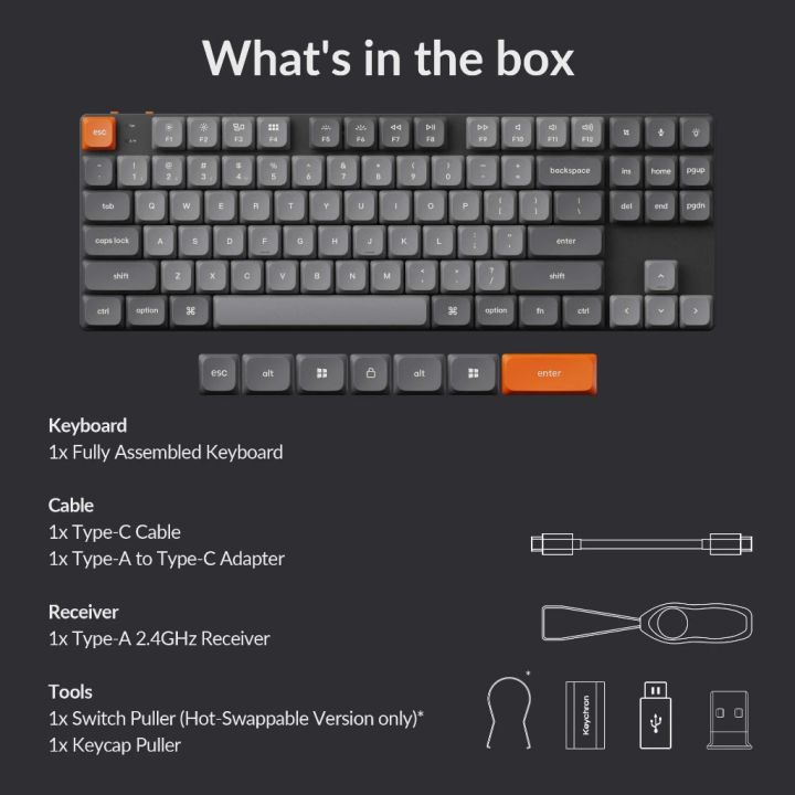 Keychron K1 Max QMK Mechanical Keyboard 80% Layout, Tri-mode, RGB LED ...