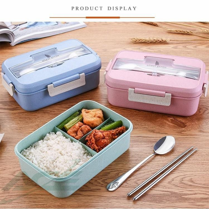 Lunch Box With Utensils Portable Picnic Food Fruit Container Storage ...